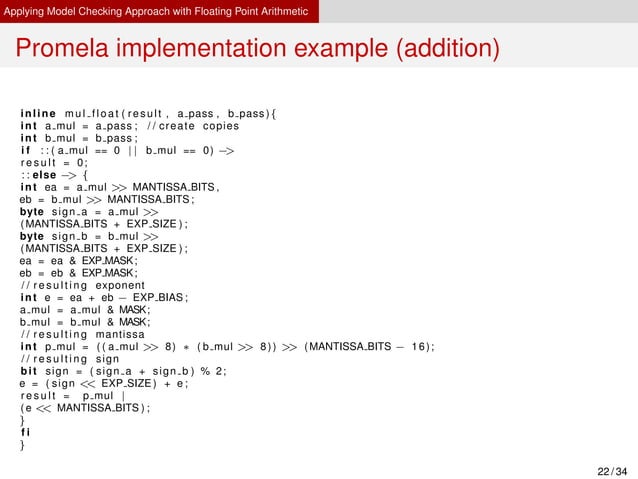 Applying Model Checking Approach With Floating Point Arithmetic For Verification Of Air