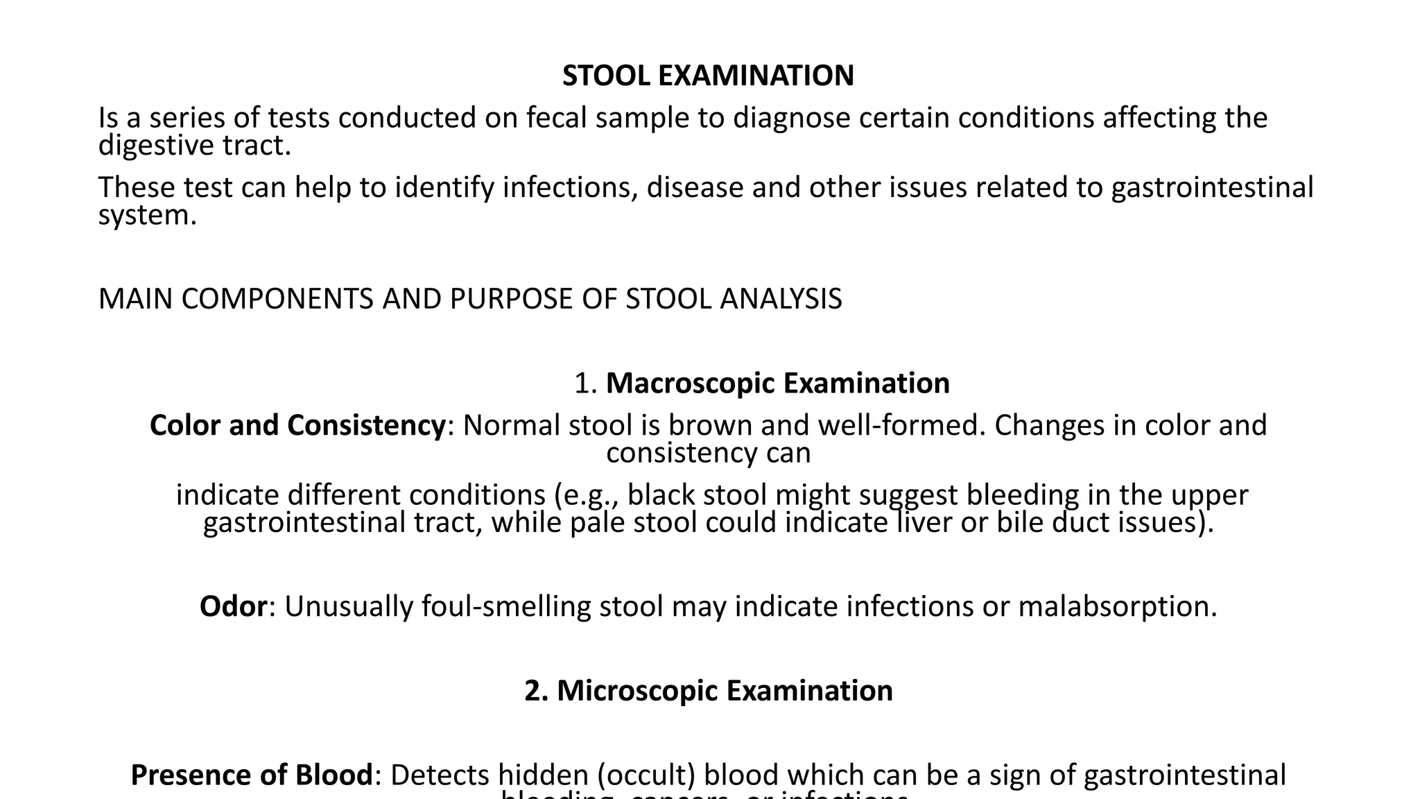 explained procedures for stool sample analysis | PPTX