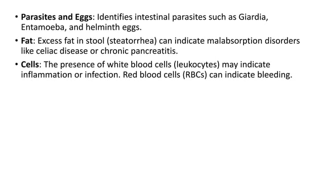explained procedures for stool sample analysis | PPT