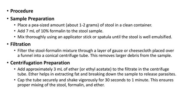 explained procedures for stool sample analysis | PPT