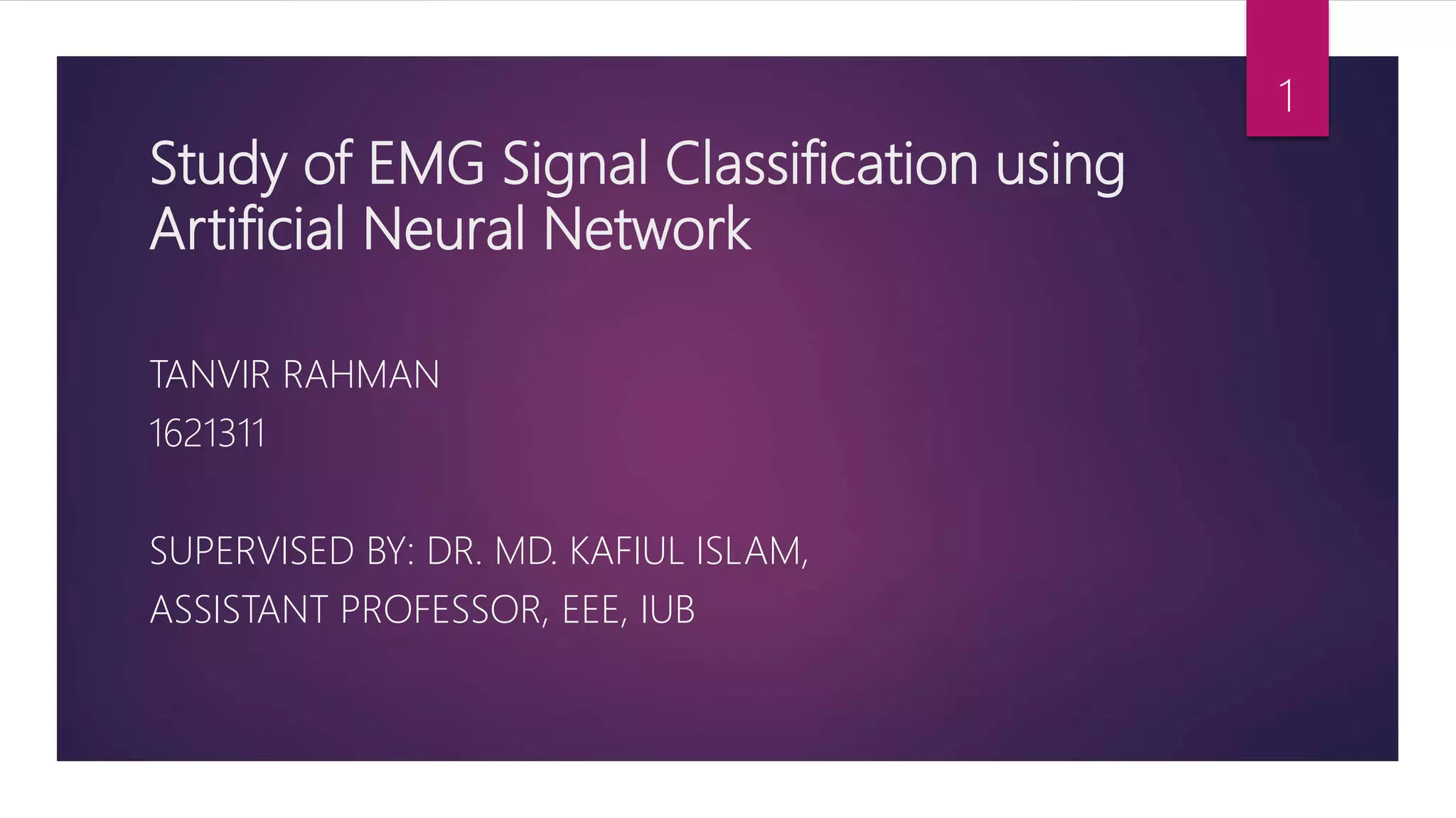 EMG classification using ANN | PPT