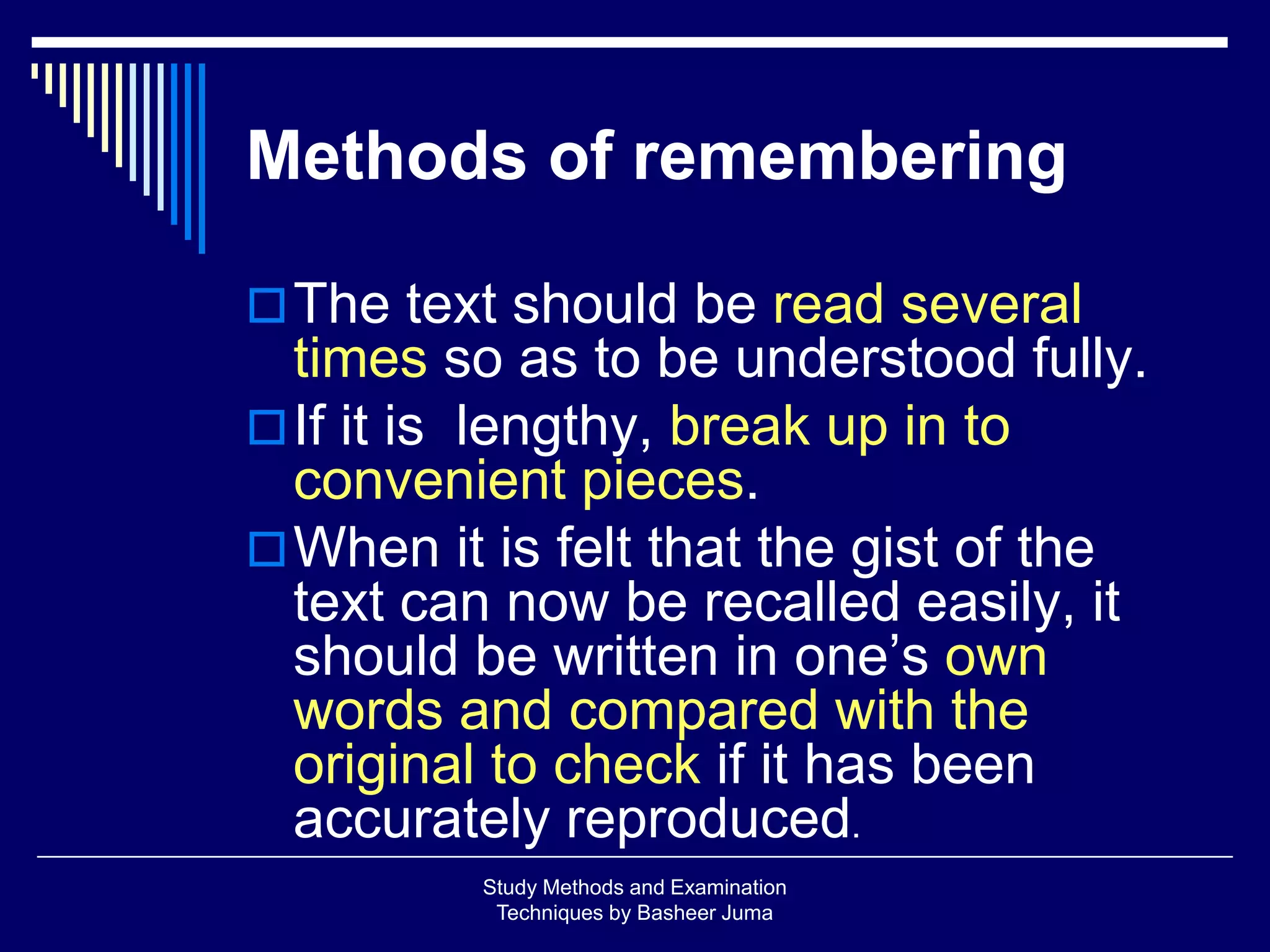 Presentation study methods and examination techniques 2014 | PPT ...