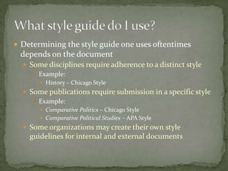 Style Manuals | PPTX