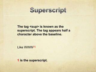 Presentation [superscript] sup | PPTX | Web Design and HTML | Internet
