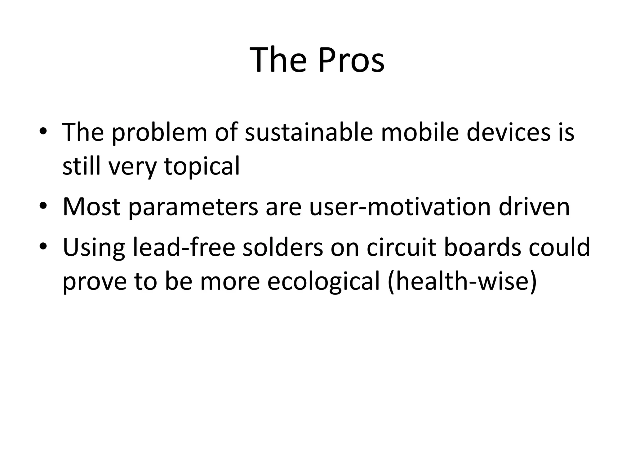 Sustainable Mobile Devices | PPTX | Smartphones | Consumer Electronics