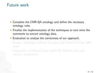 Towards the Creation of the Cardiovascular Magnetic Resonance Quality Assessment Ontology (CMR ...