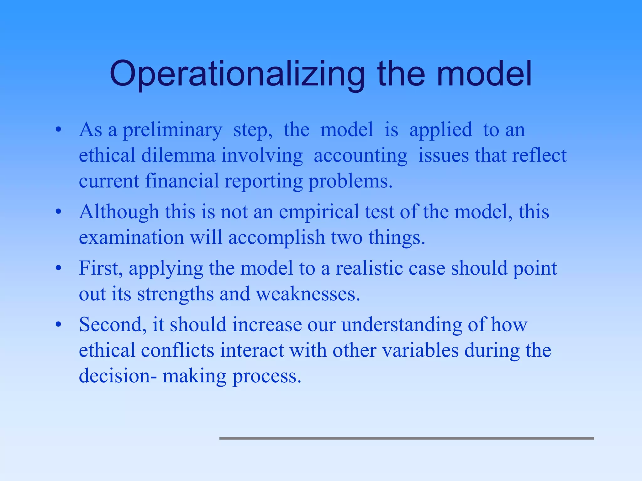 A Model of Ethical Decision making: The Integration of process and ...