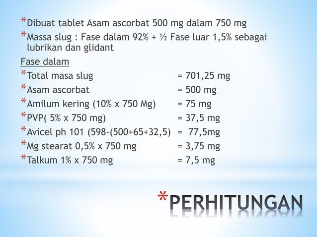 RANCANGAN FORMULA TABLET ASAM ASKORBAT | PPTX