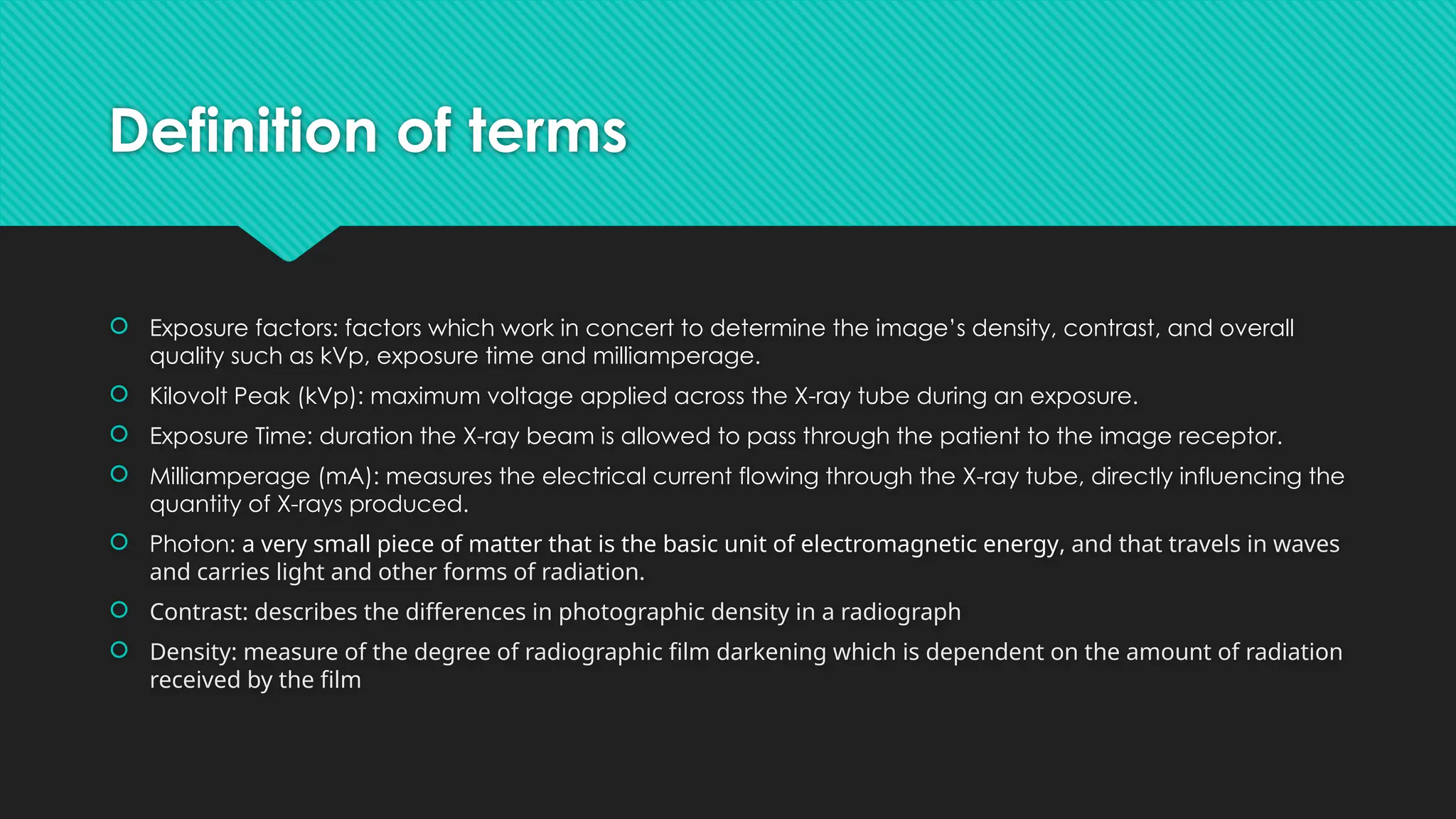 diagnostic imaging control panel: film, cassettes and exposure factors ...
