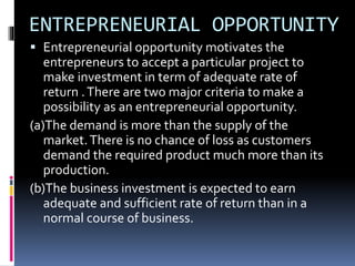 PROMOTION OF A VENTURE- opportunity analysis external environment ...
