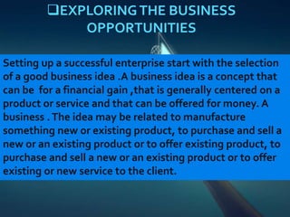 PROMOTION OF A VENTURE- opportunity analysis external environment ...