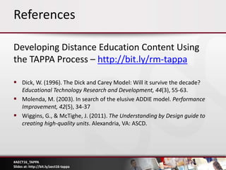 Herding the Cats: Applying the TAPPA Process to Instructional Design ...