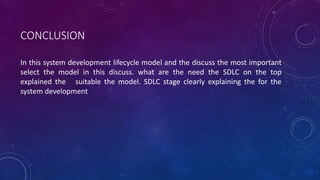 System development life cycle stages and models | PPTX