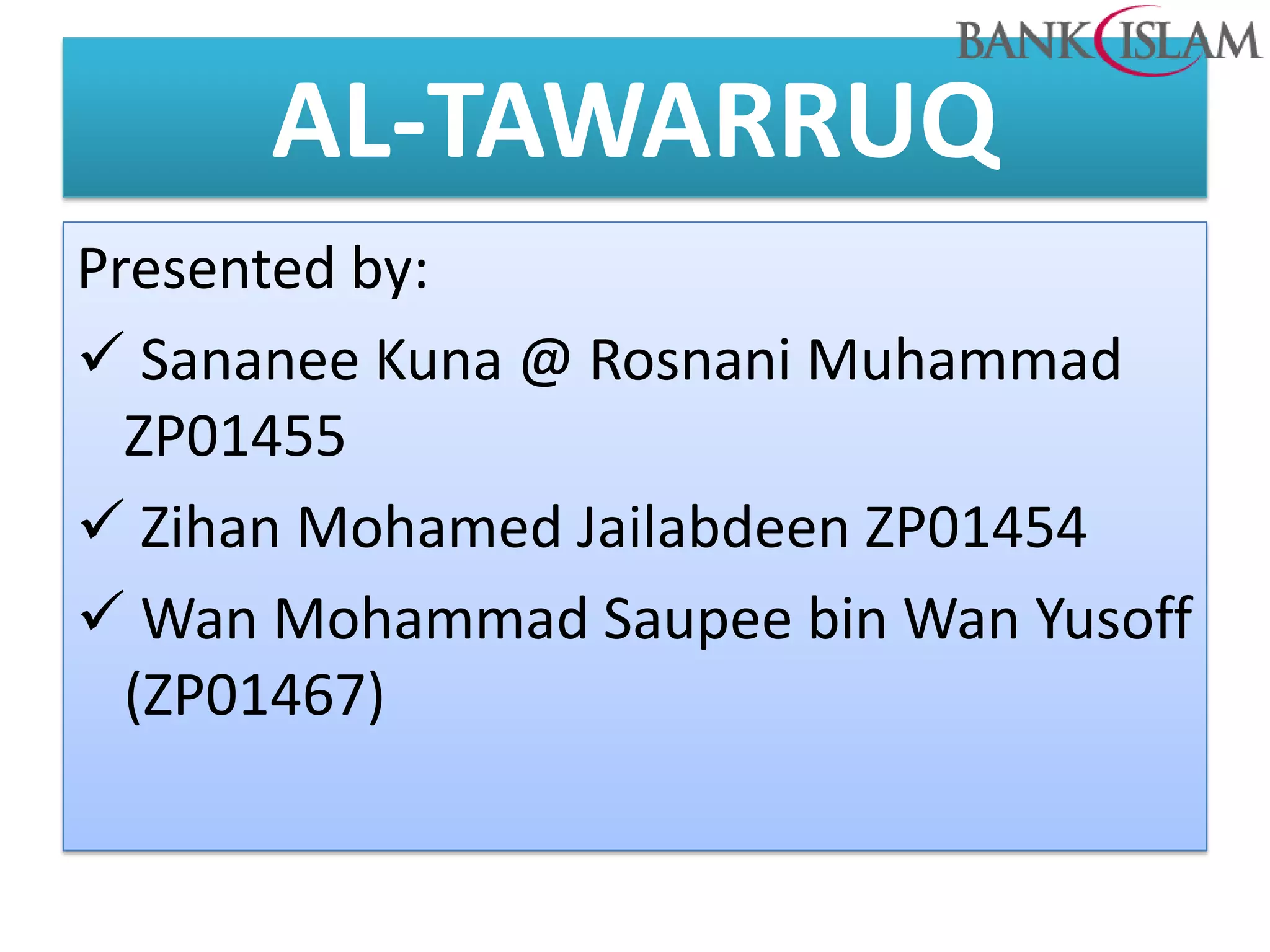 Tawarruq: Islamic Personal Financing | PPTX