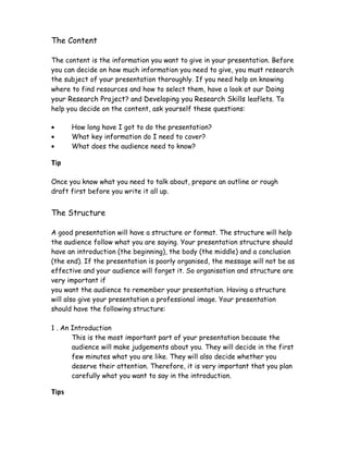 Presentation techniques write up | DOC