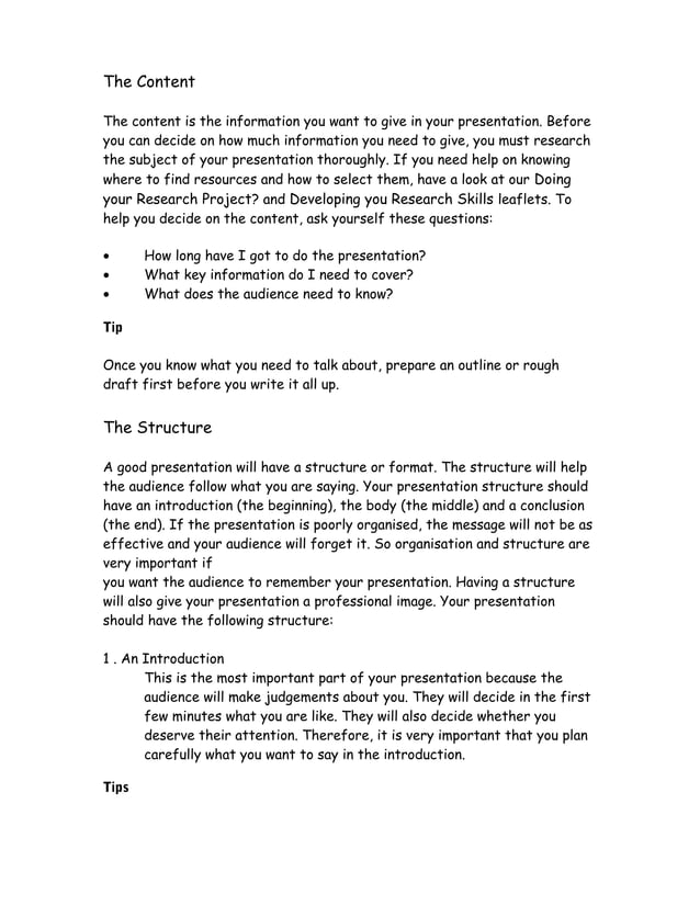Presentation techniques write up | DOC