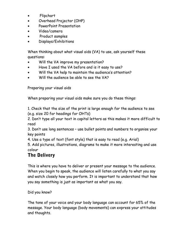 Presentation techniques write up | DOC