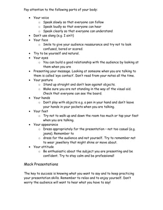 Presentation techniques write up | DOC