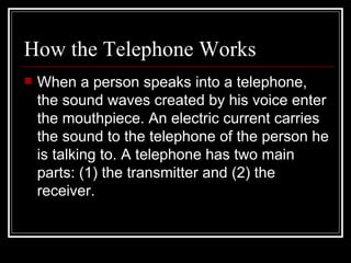 Presentation telephone, waired and wireless communication | PPT