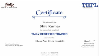 Presentation Template - TallyEssential Level 1 Certification.pptx | Business | Business and Finance