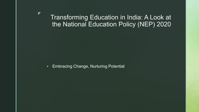 National education policy 2020 power point presentation test slide | PPT