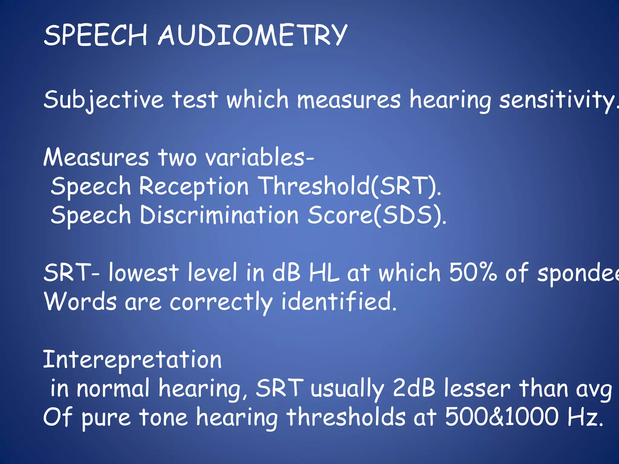 TESTS FOR AUDITORY ASSESSMENT | PPTX