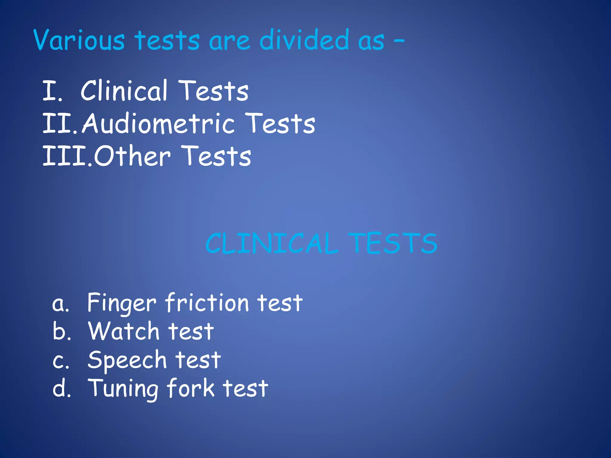 TESTS FOR AUDITORY ASSESSMENT | PPTX