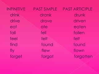 Presentation the irregular verbs | PPTX