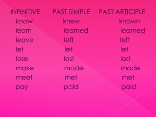 Presentation the irregular verbs | PPTX