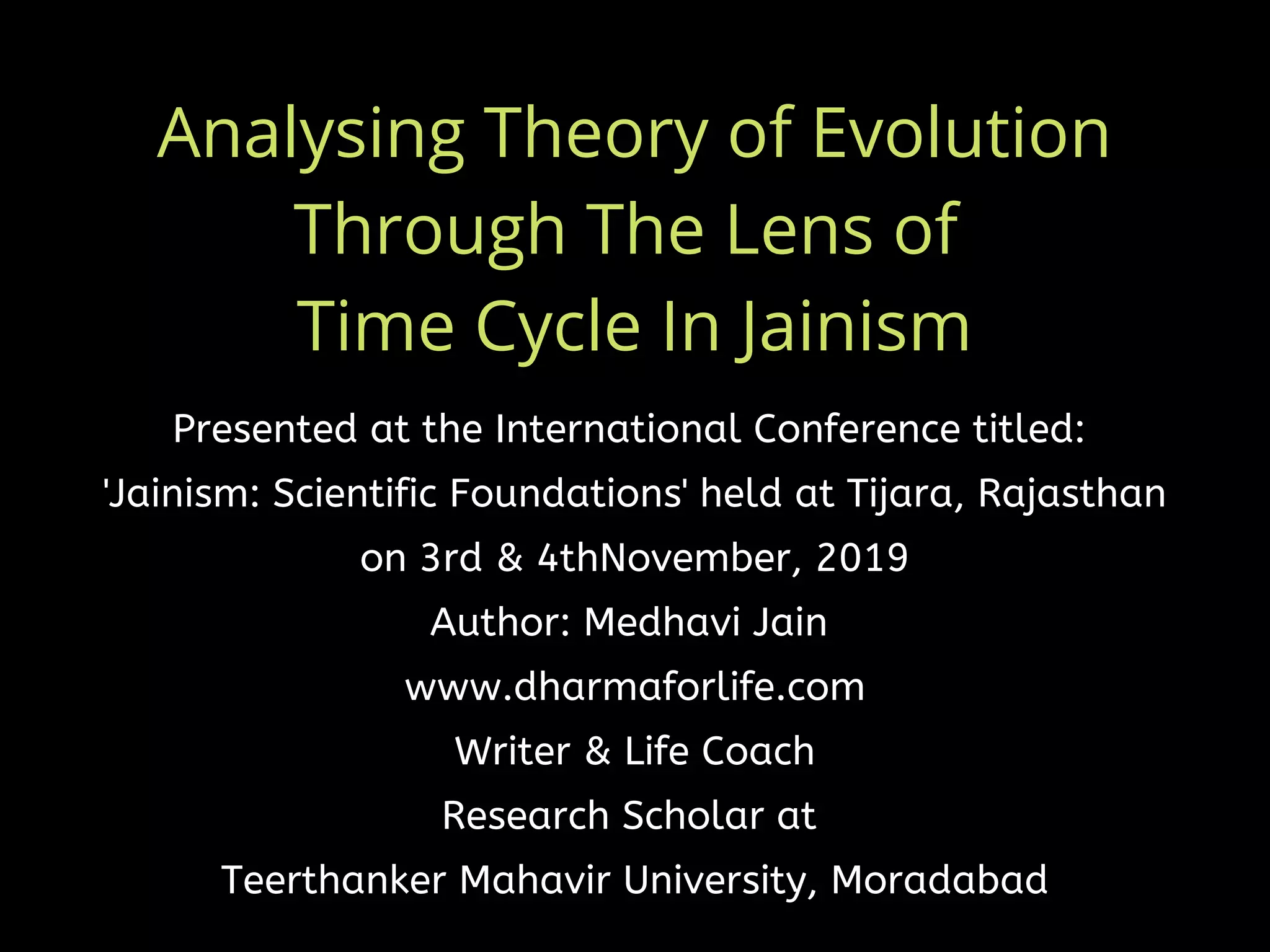 Analysing Theory of Evolution Through The Lens of Time Cycle in Jain ...