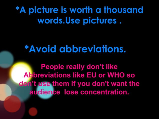 Presentation tips | PPT | Desktop Publishing | Computer Software and Applications