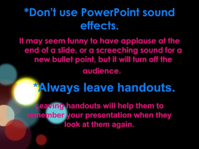 Presentation tips | PPT | Desktop Publishing | Computer Software and Applications
