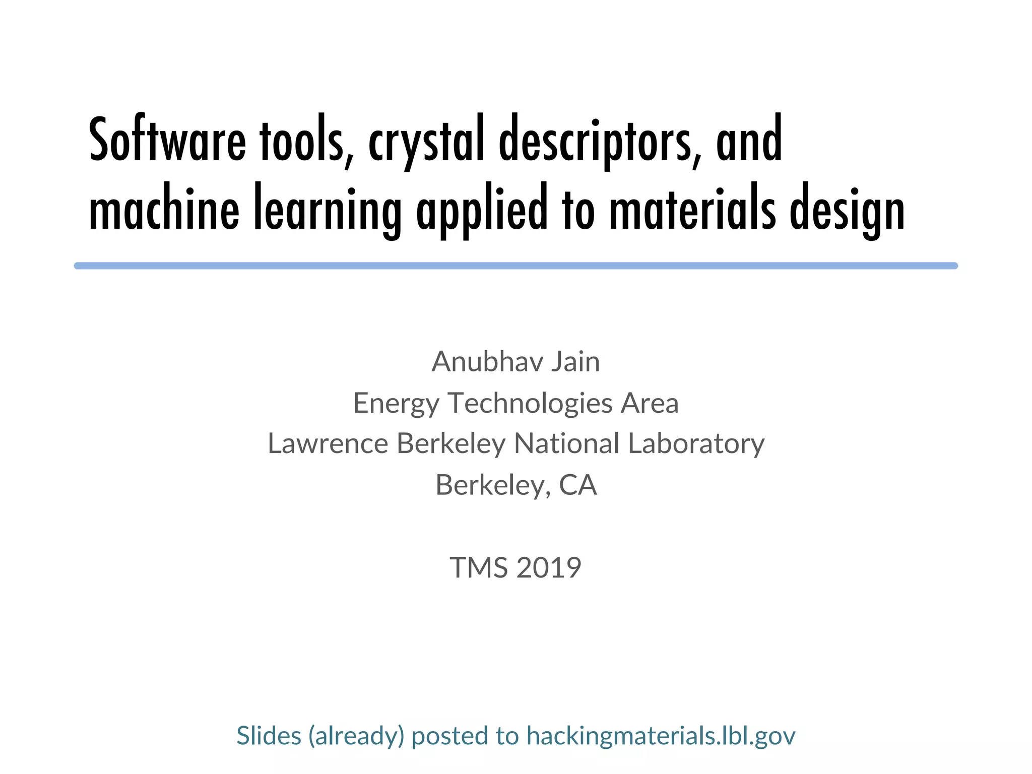 Software tools, crystal descriptors, and machine learning applied to ...