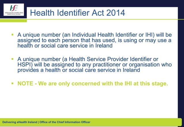 Individual Health Identifier (Ireland) - Privacy Impact Assessment | PPT