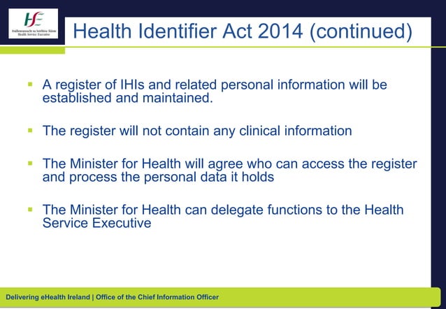 Individual Health Identifier (Ireland) - Privacy Impact Assessment | PPT