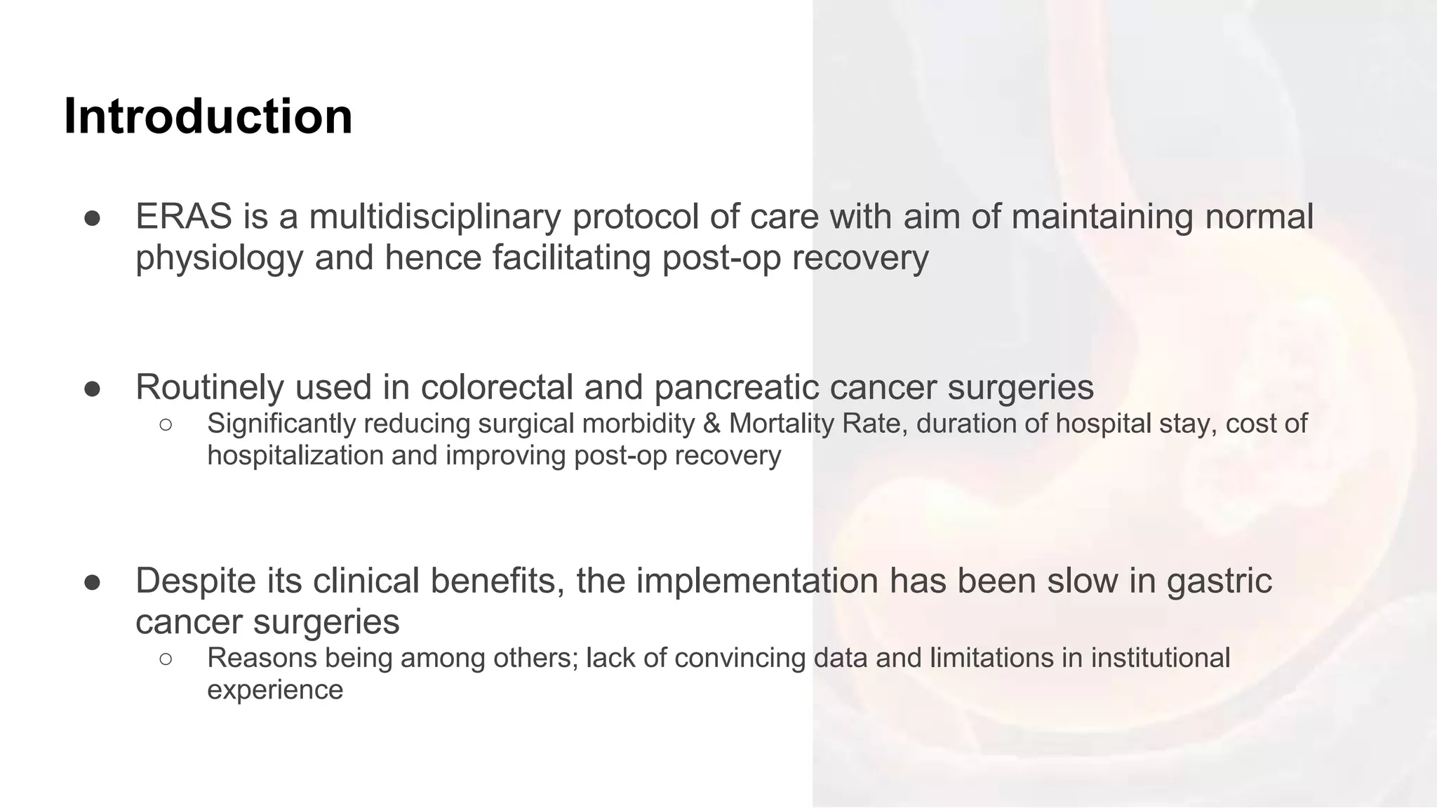 Enhanced Recovery After Surgery protocol for gastric cancer | PPTX