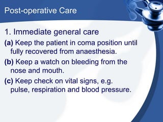 Tonsillectomy And Adenoidectomy Post Operative Care