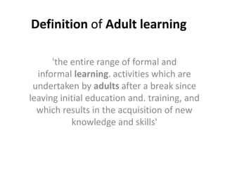 Adult Learning Theory | PPTX