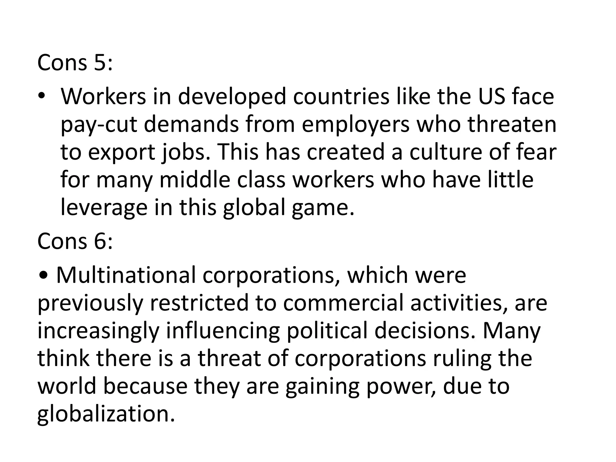 pros and Cons of Globalization | PPTX