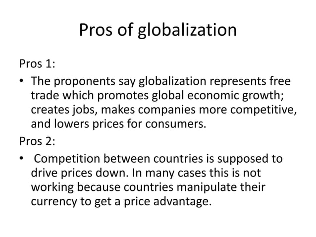 pros and Cons of Globalization | PPTX | Economy | Business and Finance