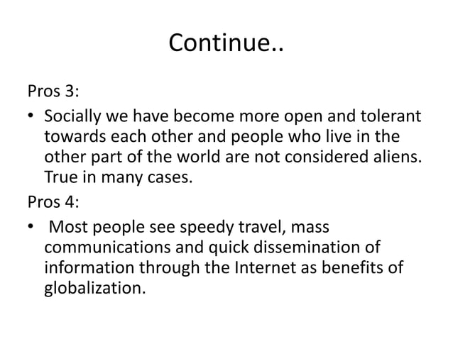 pros and Cons of Globalization | PPTX | Economy | Business and Finance