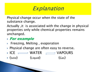physical and chemical property and physical and chemical change | PPTX