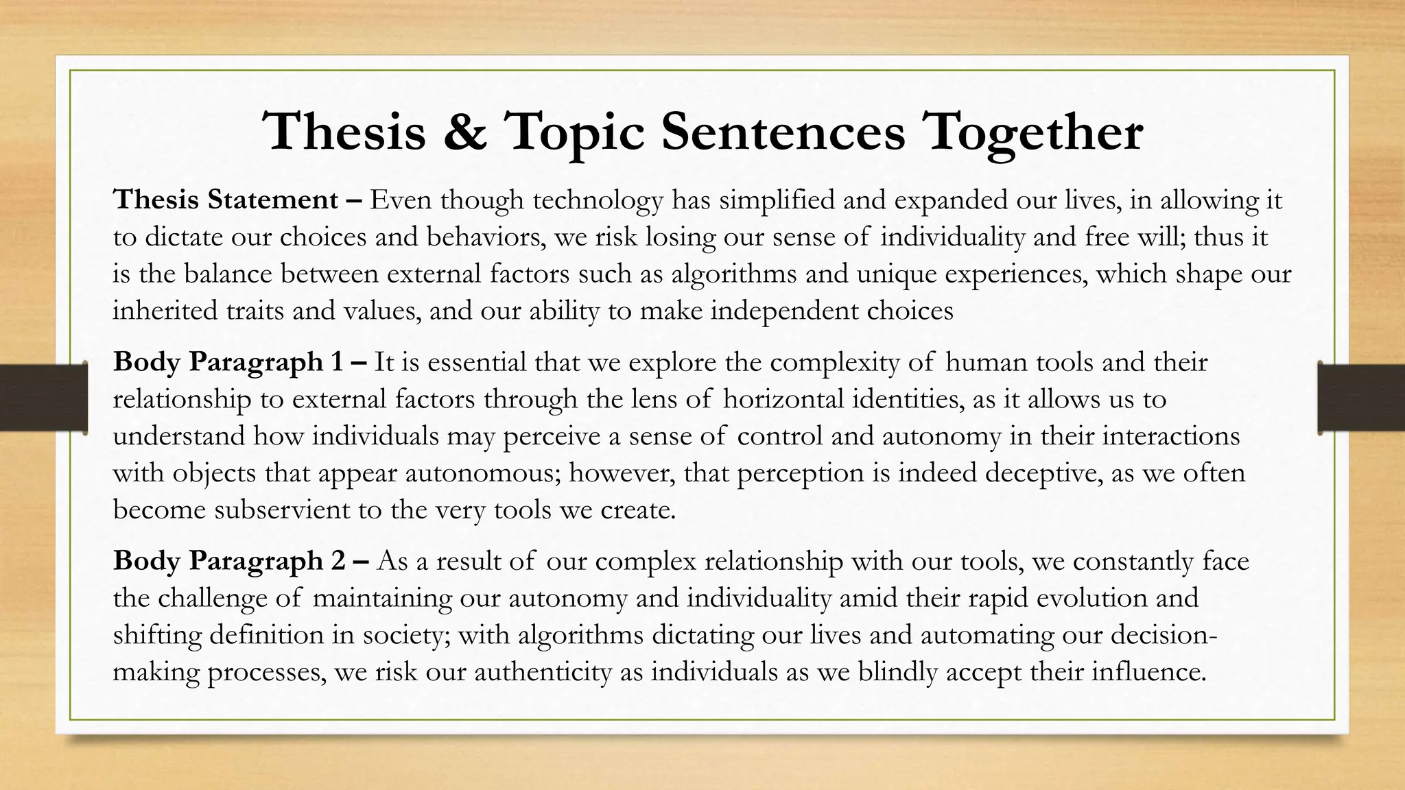 Presentation Topic Sentences.pptx | Single Life | Family and Relationships