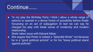 Political reading of The Birthday party by Harold Pinter | PDF