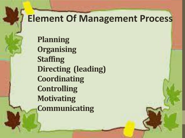 Element of management process as part of education management | PPT