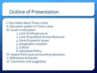Issues In Timor-Leste Education | PPTX