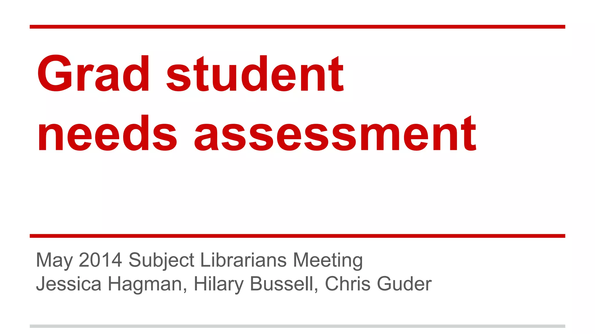 Grad Student Needs Assessment | PPT