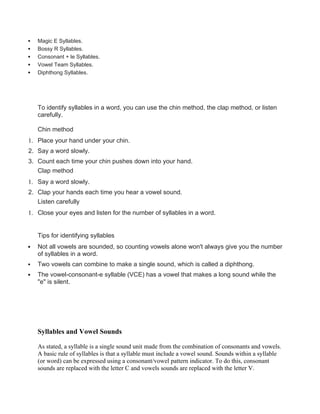 Presentation Transcript ON SYLLAVBLES AND ITS TYPES | DOCX