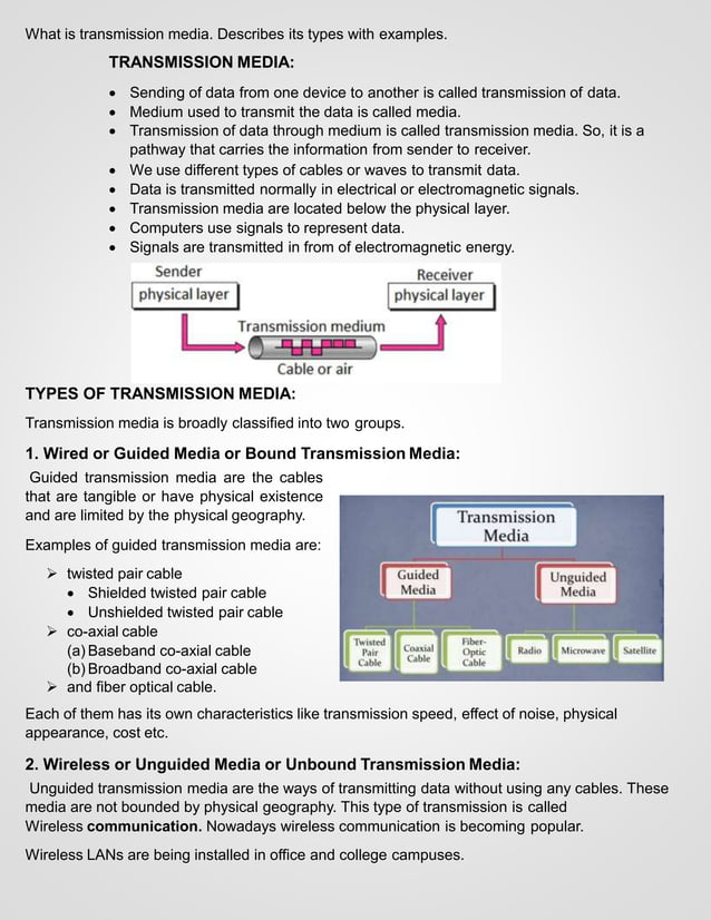 Transmission Media, Guided and unguided transmission media | PPTX | Computer Networking | Computing