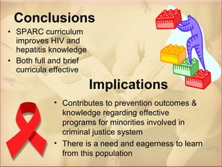 Substance Abuse/HIV/Hepatitis Prevention for Adults Reentering the Community (SPARC) | PPT